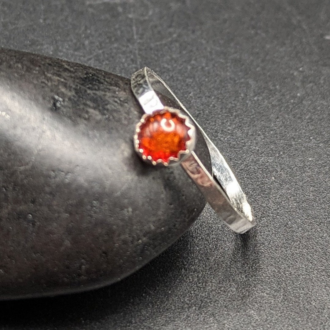 Handmade Sterling Silver and Baltic Amber Stacking Ring - 925 Silver ...