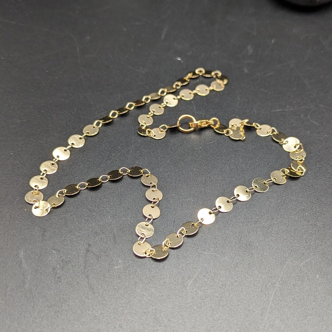 14k Gold Filled Disc Necklace Gold Sequin Necklace 14K Gold Fill ...