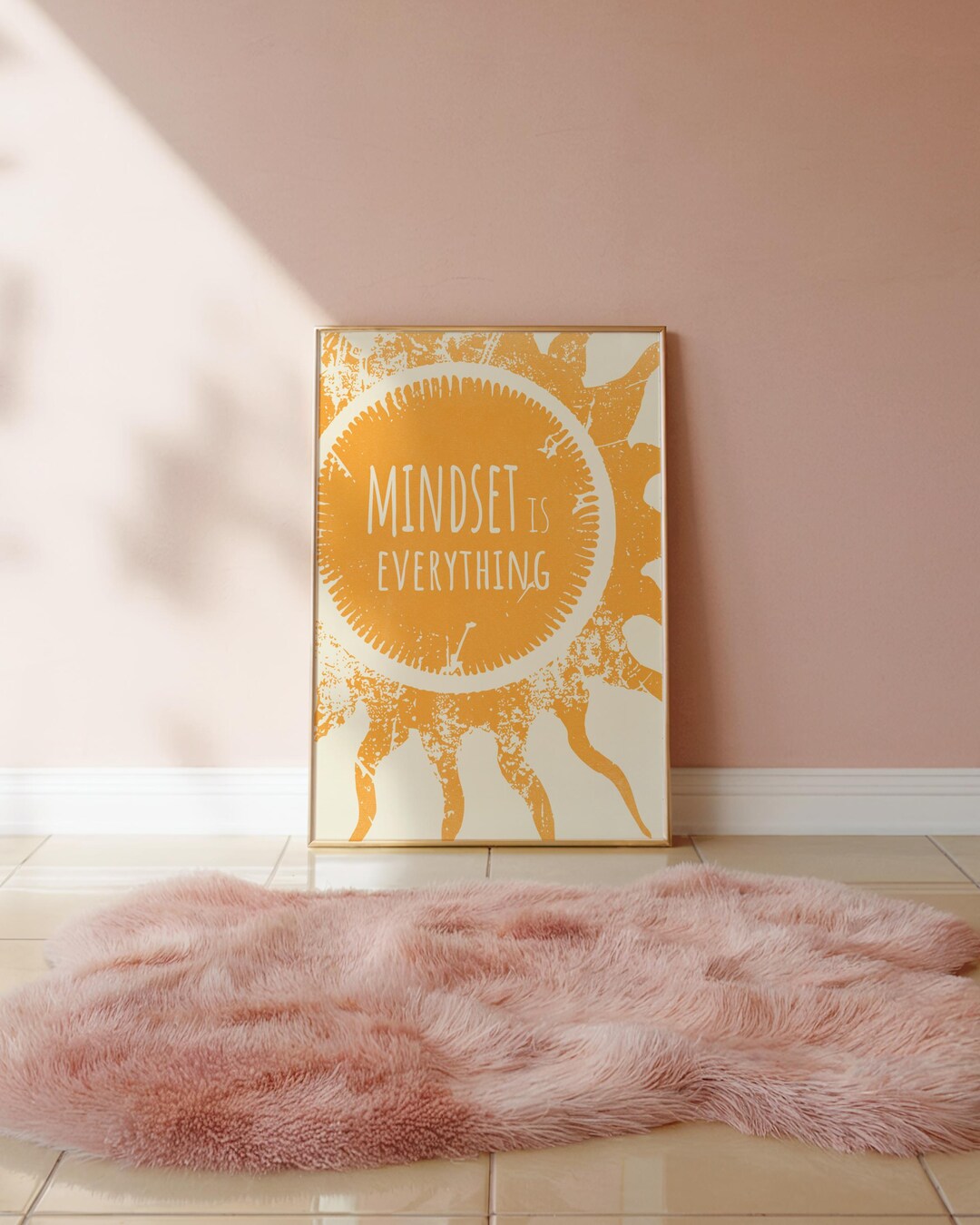 Uplifting Mindset Poster | Positive Quote Wall Print | Retro Sunshine ...