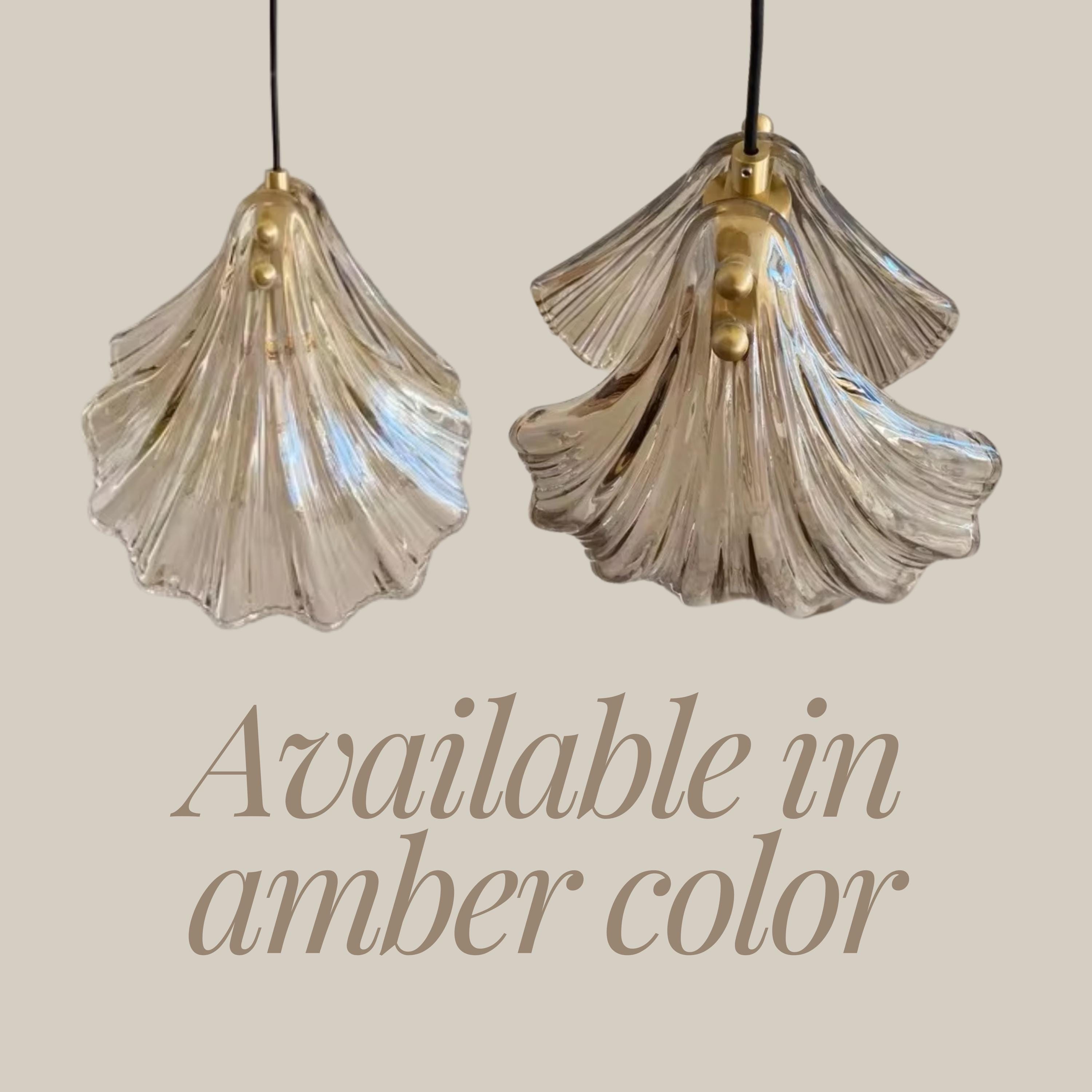 Gold Shell Glass Pendant Light: Modern Bedroom Hanging Lamp - Etsy