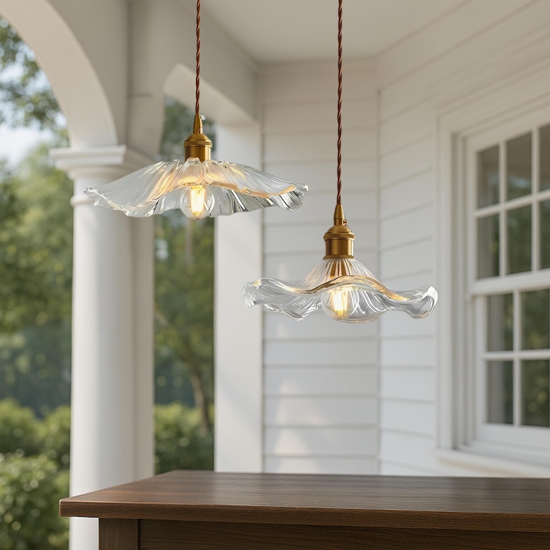 Fluted Glass Pendant Light: Modern Vintage Hanging Lamp, E27 - Etsy