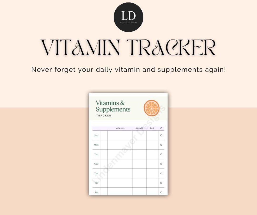 Vitamin and Supplement Tracker - A4 Digital Download PDF - Etsy