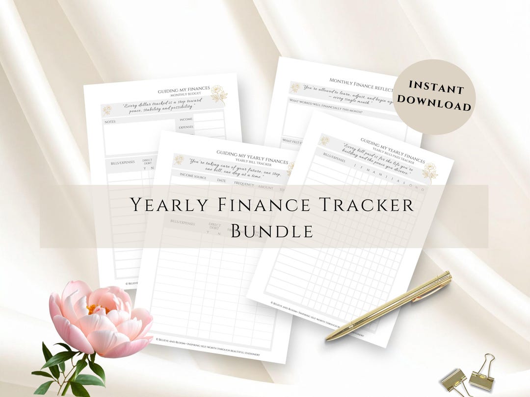 Printable Finance Tracker Bundle | Monthly & Yearly Budget Planner ...