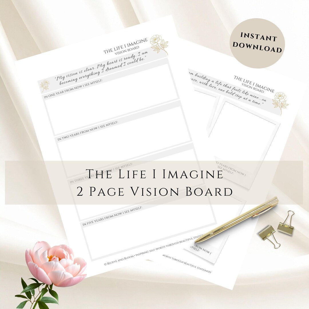 Vision Board Printable | the Life I Imagine | Self-love Planner Pages ...