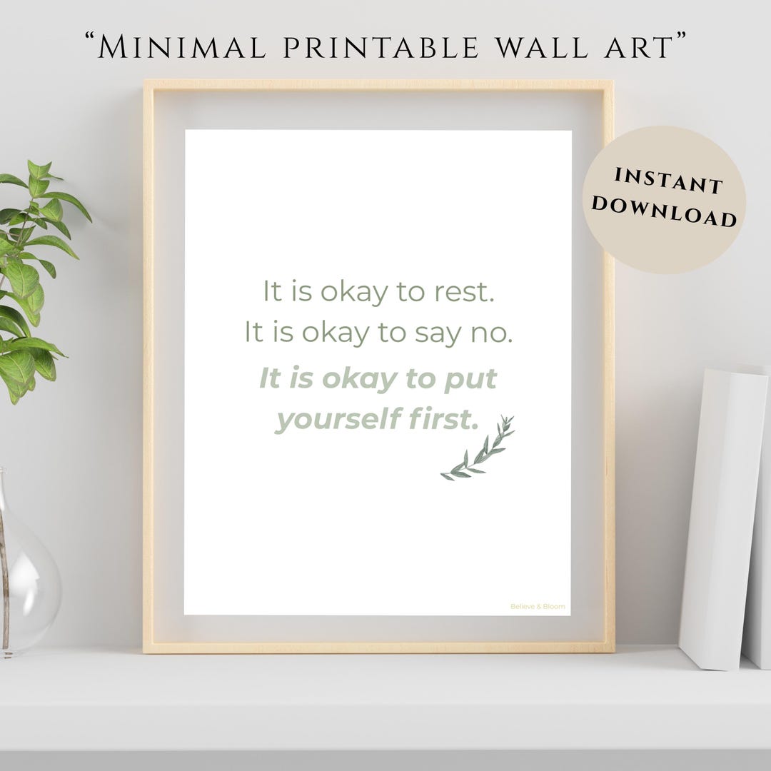 Minimal Self-love Printable Wall Art | “it is Okay to Rest” Quote ...