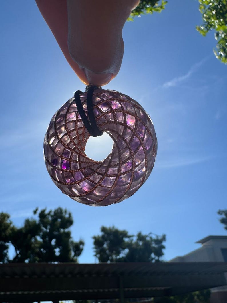 Handmade Amethyst Toroid Pendant – Natural Crystal Jewelry for Energy ...