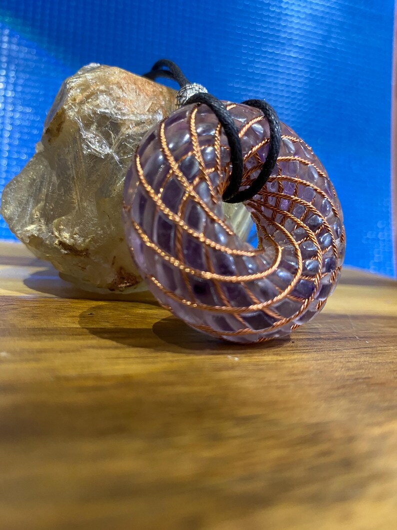 Handmade Amethyst Toroid Pendant – Natural Crystal Jewelry for Energy ...