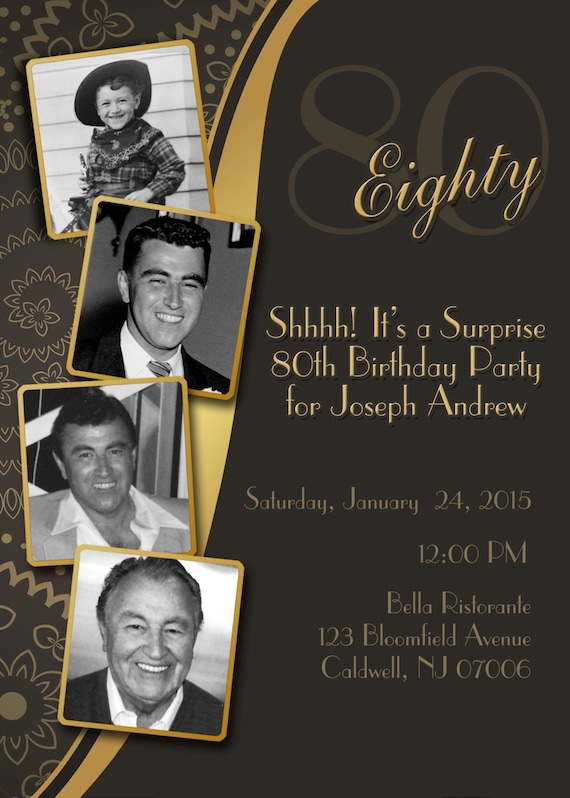 Diy Print Birthday Invites Adult 80th Birthday Invitation Etsy