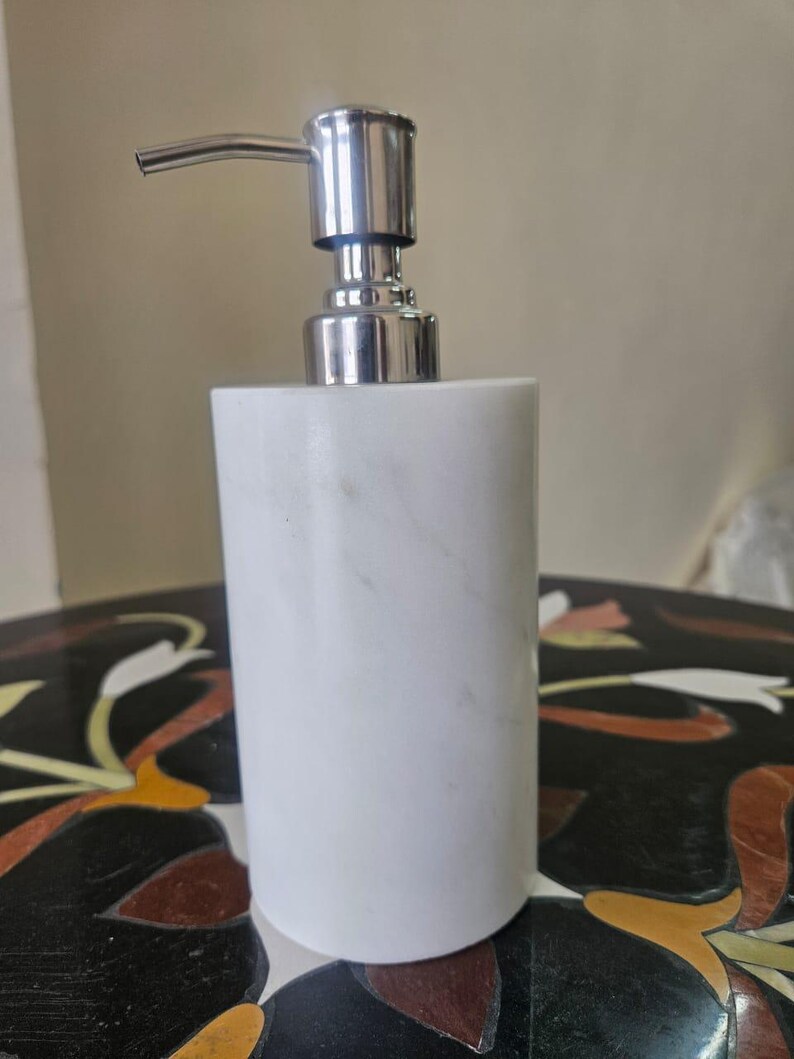 White Marble Soap Dispenser | Modern Bathroom Accessory | Refillable ...