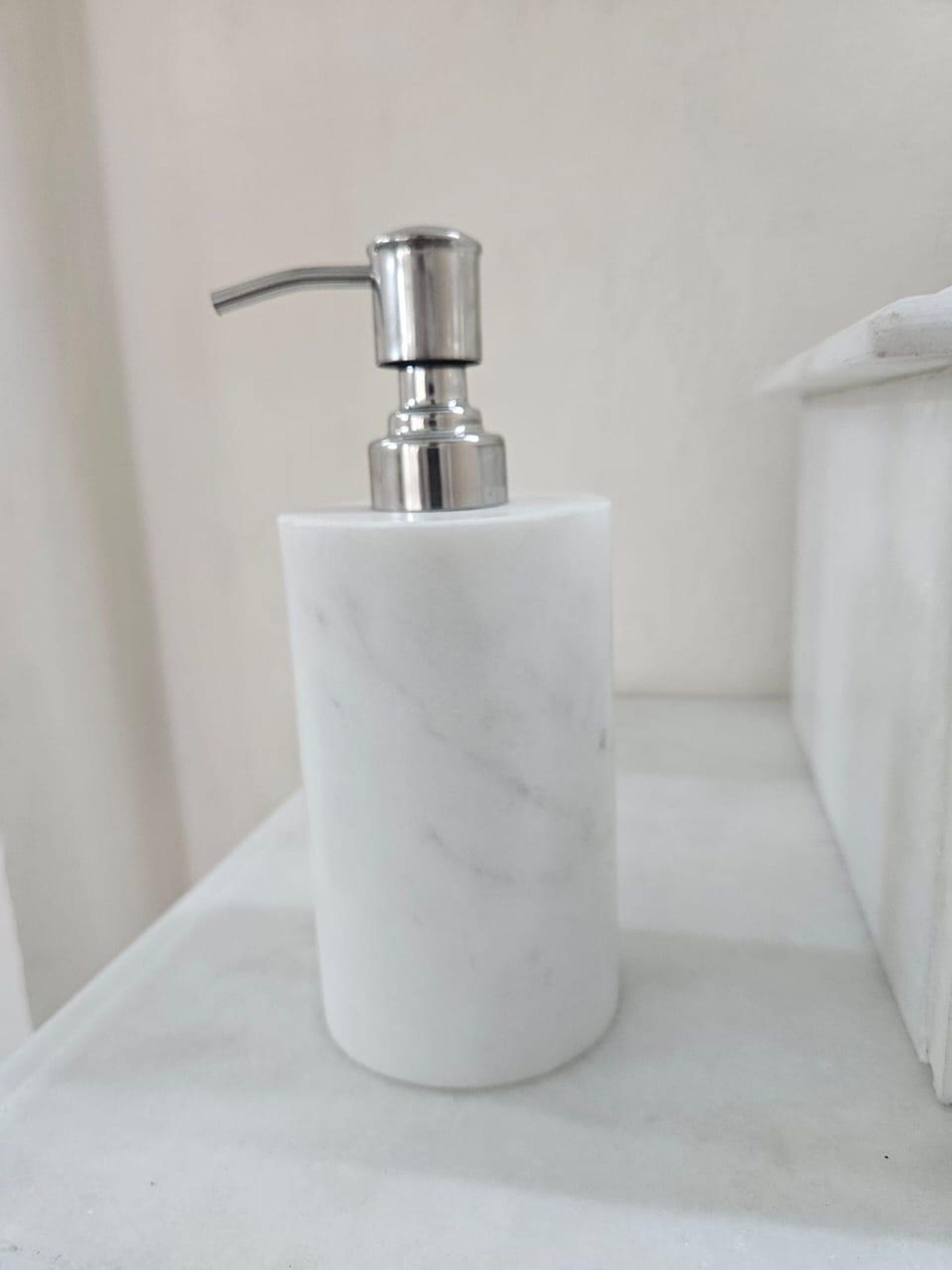 White Marble Soap Dispenser | Modern Bathroom Accessory | Refillable ...