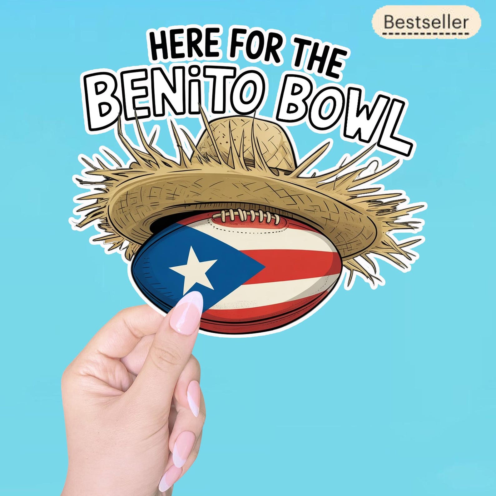 Here for the Benito Bowl Sticker, Puerto Rico Football Sticker, Bunny ...