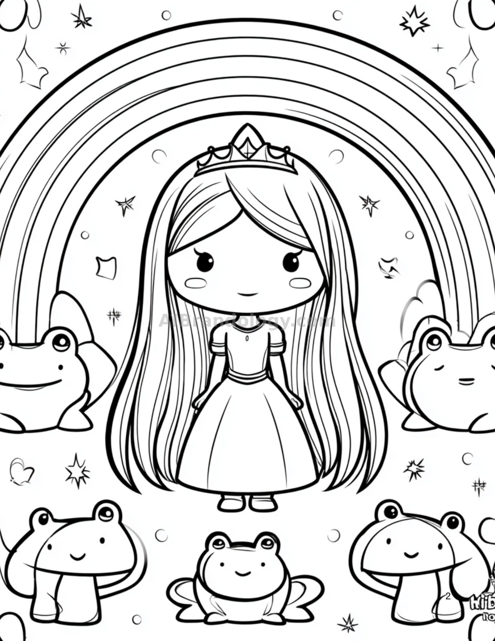 Princess Coloring Book for Kids – 200 Printable Pages | Kawaii Fairy ...
