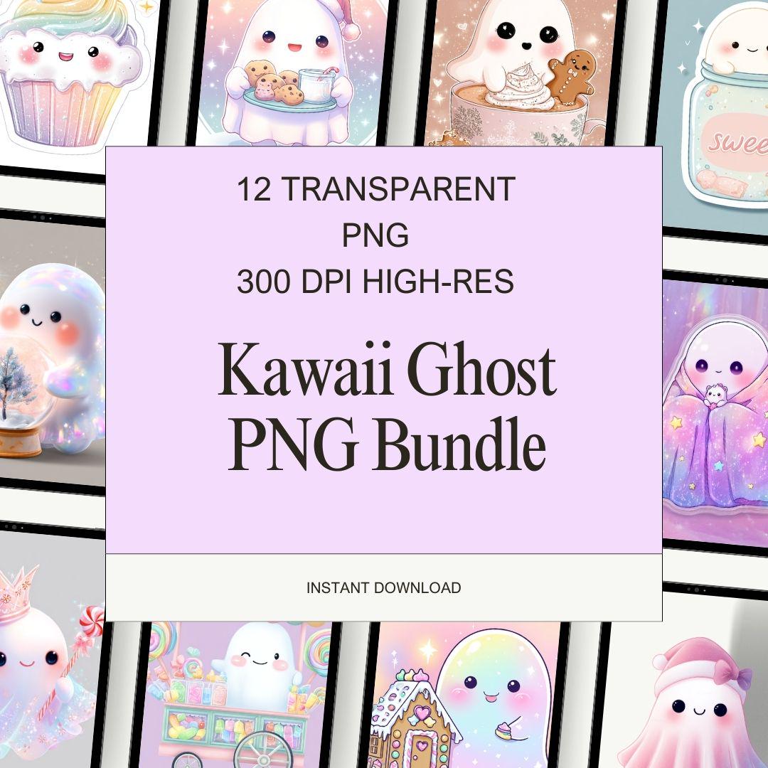 12 PNG Ghost Bundle | Kawaii Christmas Ghost Clipart | 300 DPI ...