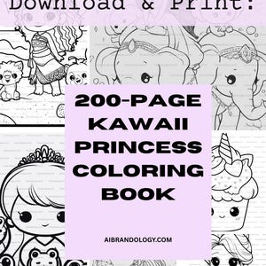 Princess Coloring Book for Kids – 200 Printable Pages | Kawaii Fairy ...