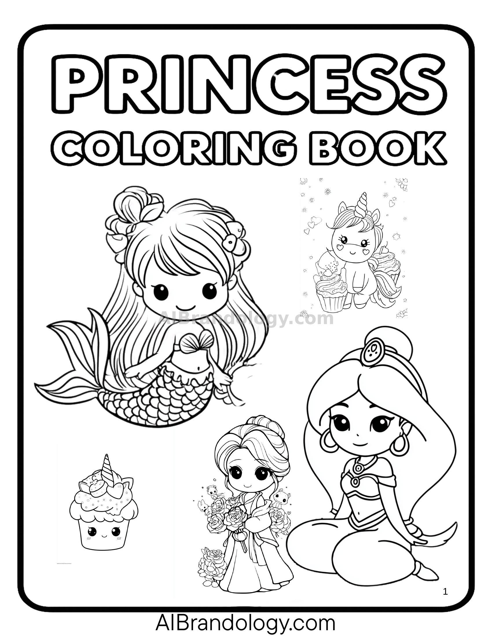 Princess Coloring Book for Kids – 200 Printable Pages | Kawaii Fairy ...