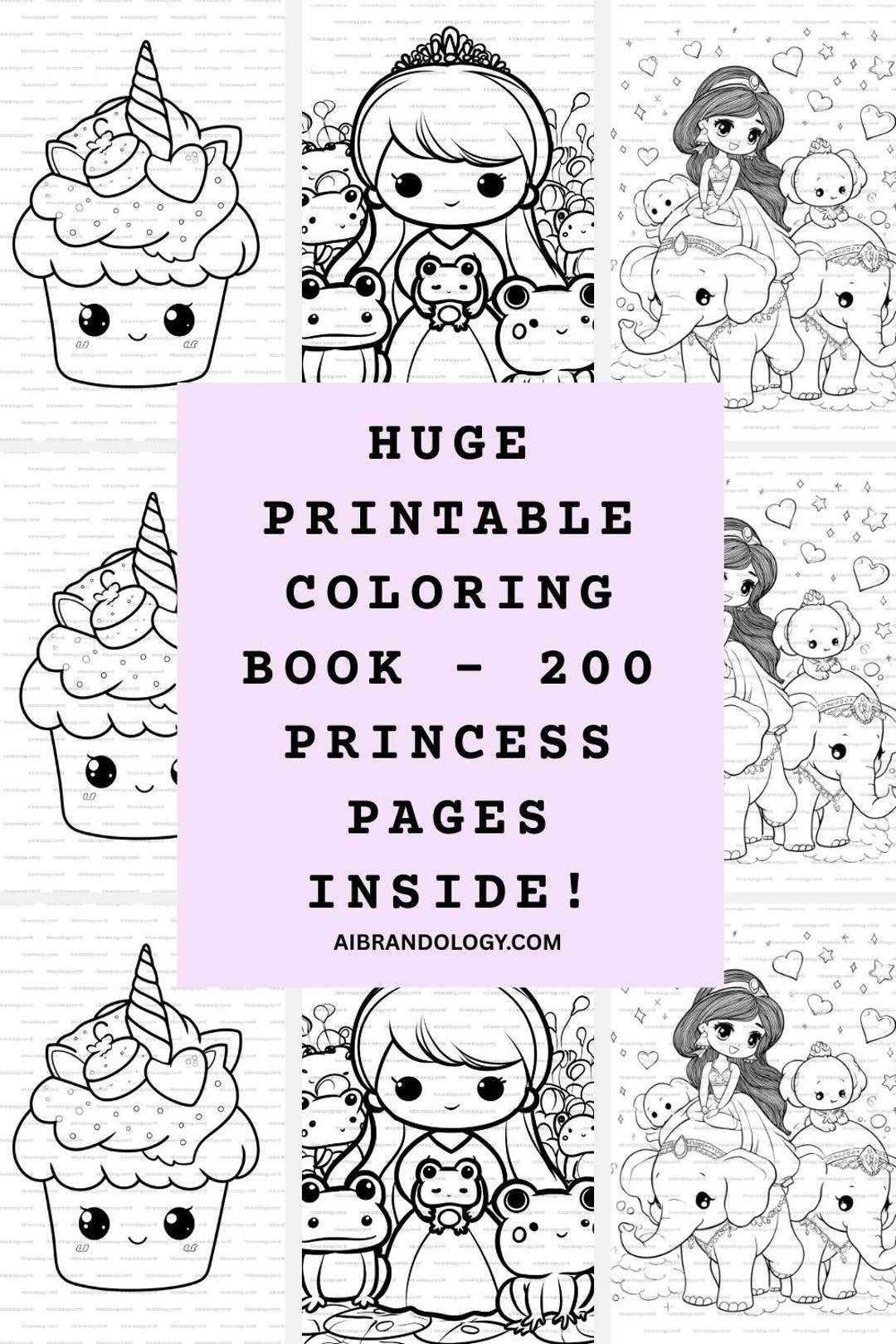 Princess Coloring Book for Kids – 200 Printable Pages | Kawaii Fairy ...