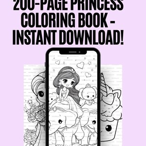 Princess Coloring Book for Kids – 200 Printable Pages | Kawaii Fairy ...