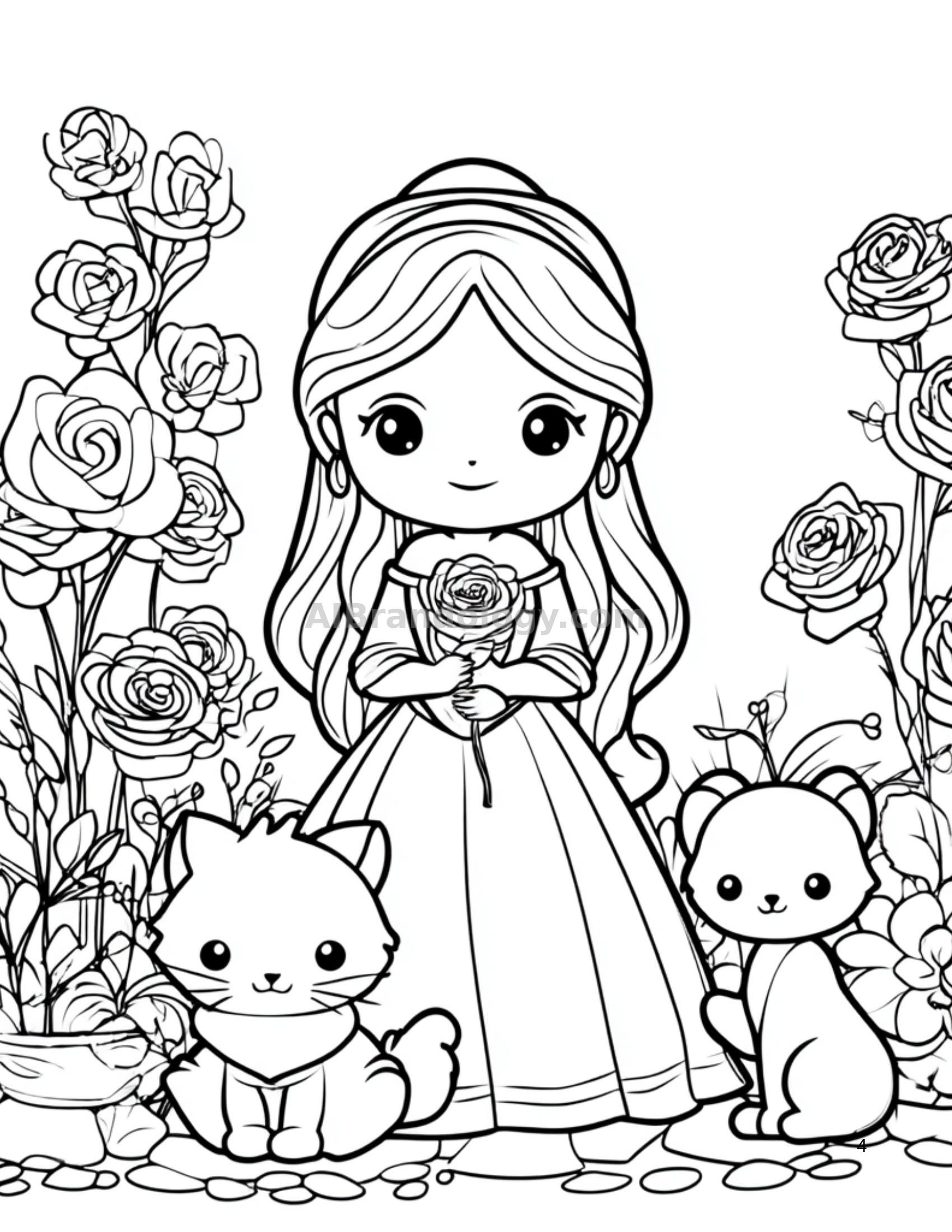 Princess Coloring Book for Kids – 200 Printable Pages | Kawaii Fairy ...