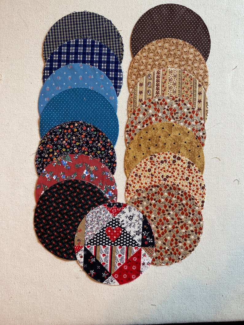 Vintage Calico and Plaids Pre-cut Fabric Circles (30) 4" Circles Set #3 ...