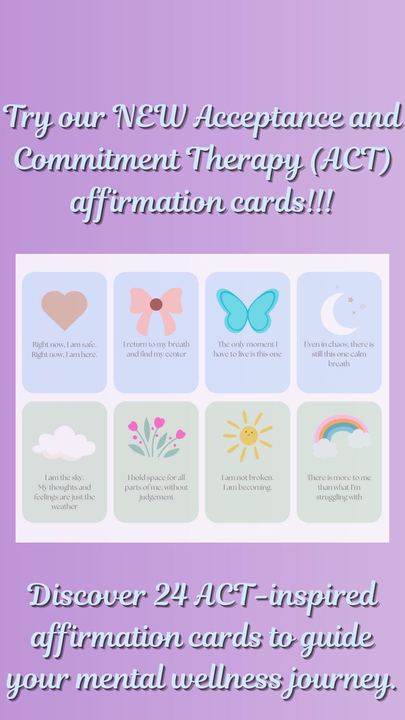 ACT Affirmation Cards | Printable Mental Health Deck | PDF - Etsy