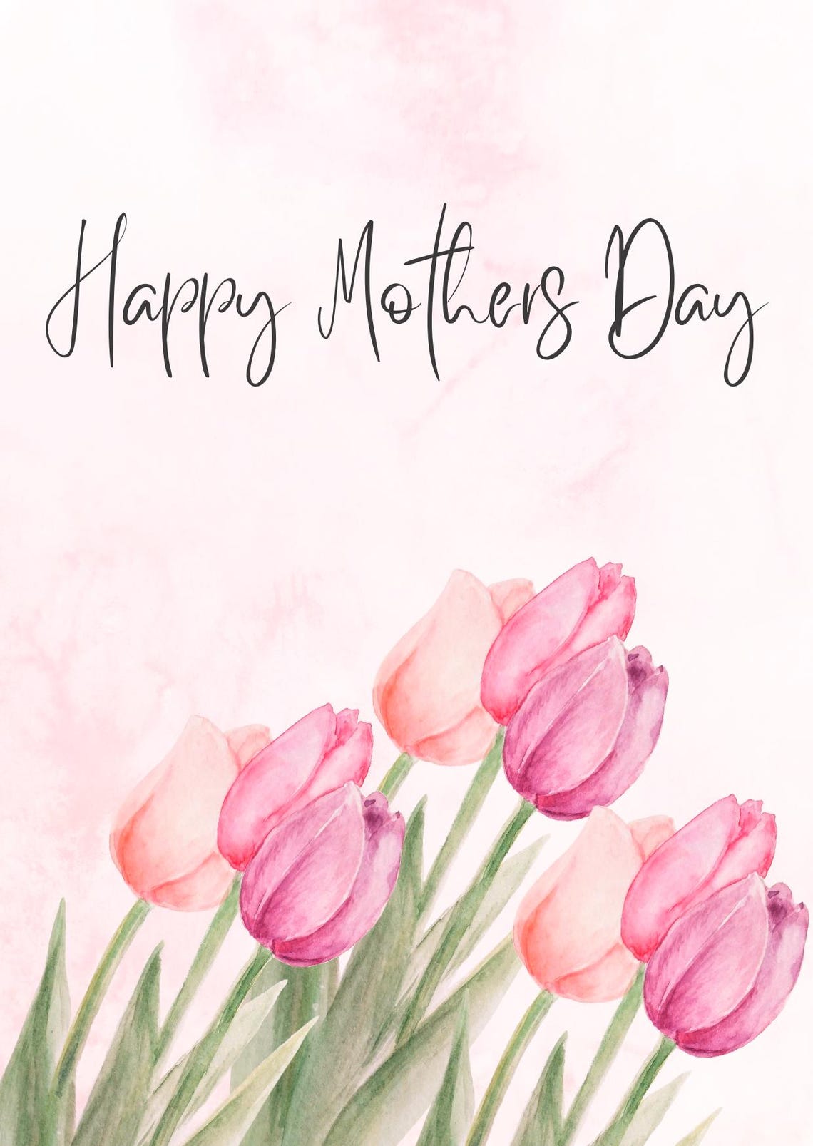 Watercolor Tulip Mother’s Day Card • Editable Printable Card - Etsy