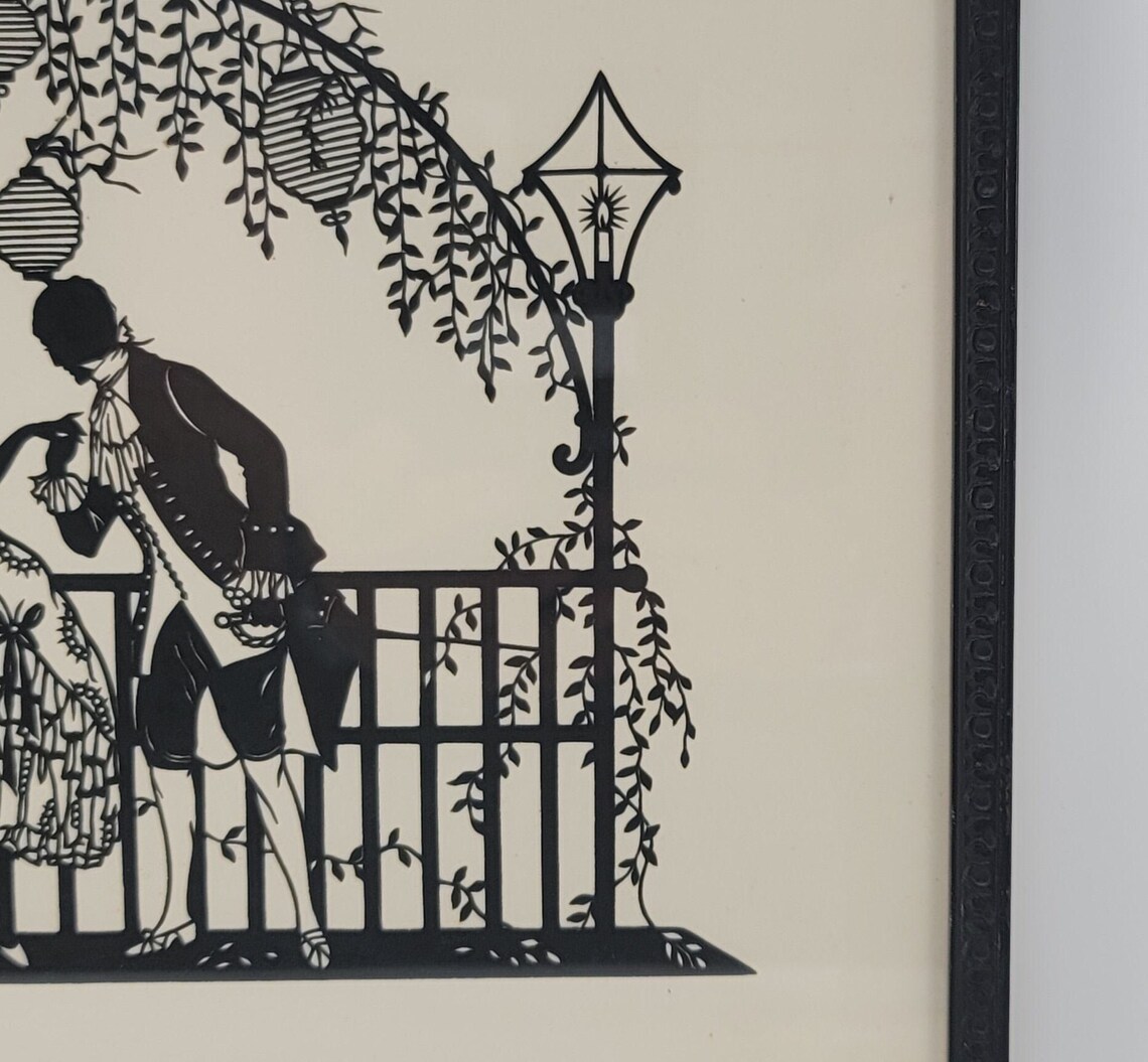 Framed Vintage German Scherenschnitte Paper Cut Out Art Silhouette ...