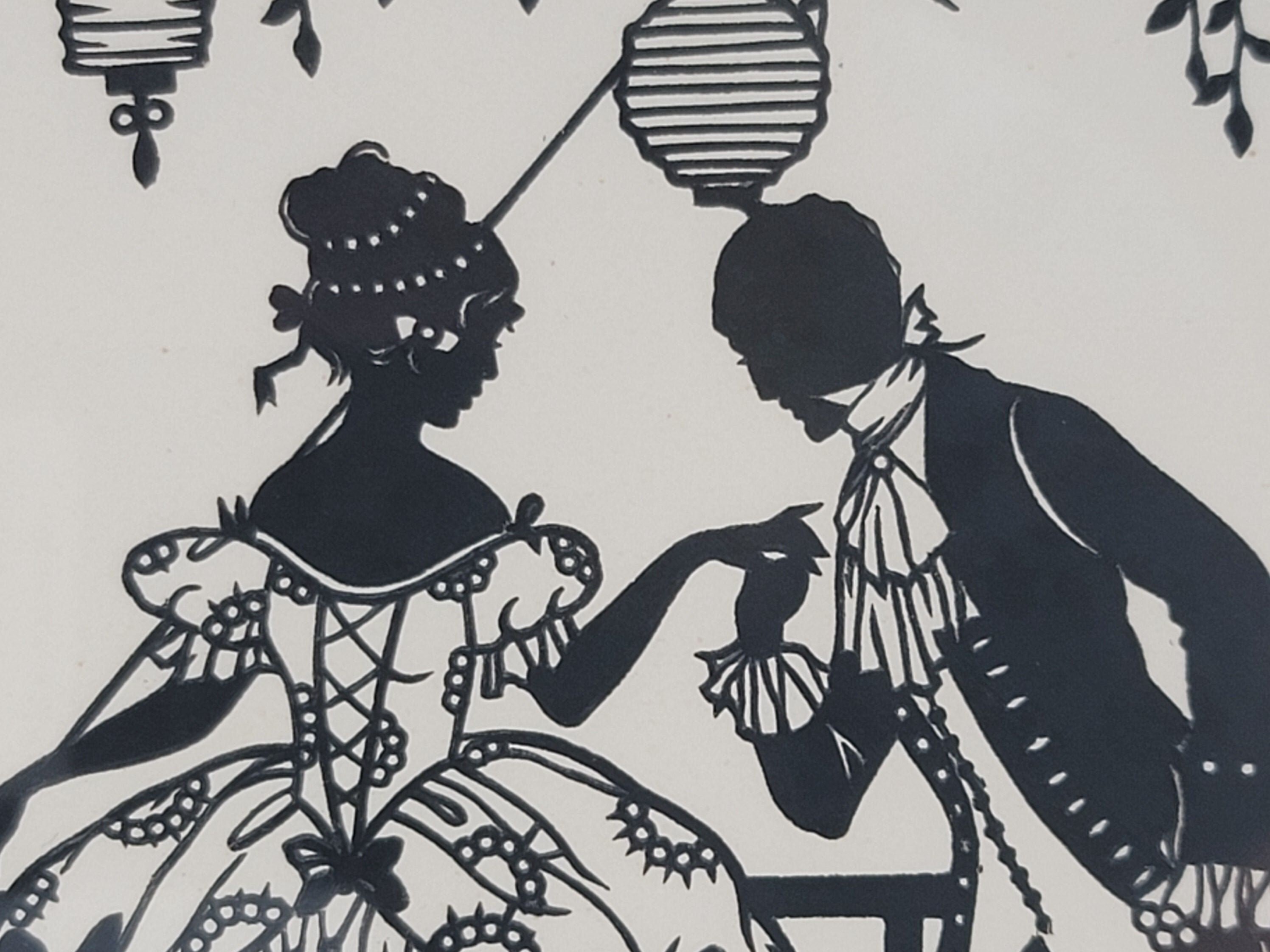 Framed Vintage German Scherenschnitte Paper Cut Out Art Silhouette ...