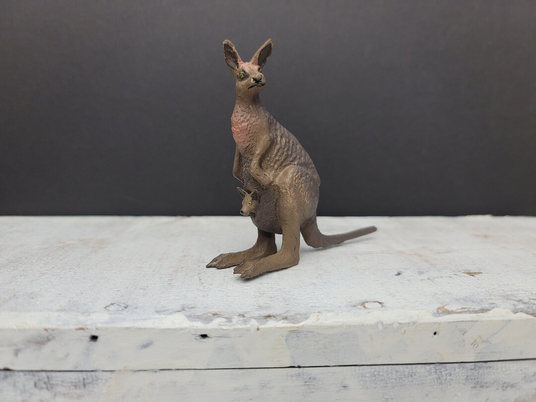 Dnjfc Vintage Kangaroo and Baby Joey Figurine Elastolin Lineol ...