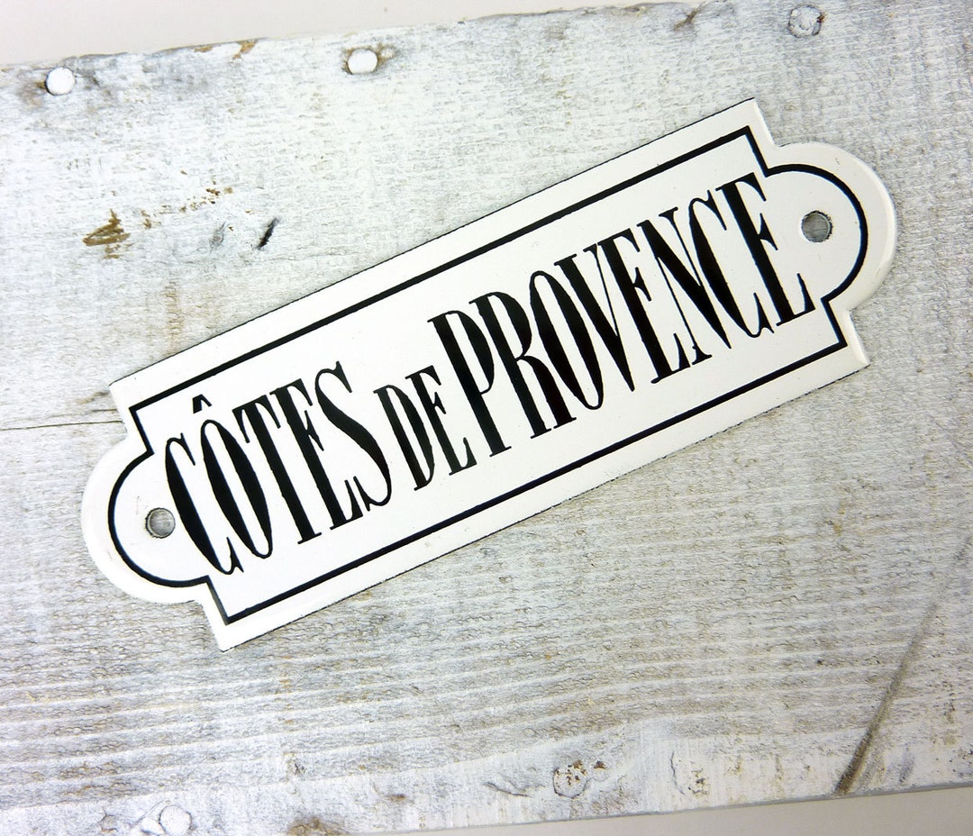 Dmjfc French Cotes De Provence Sign Vintage Black & White Enamel Plaque ...
