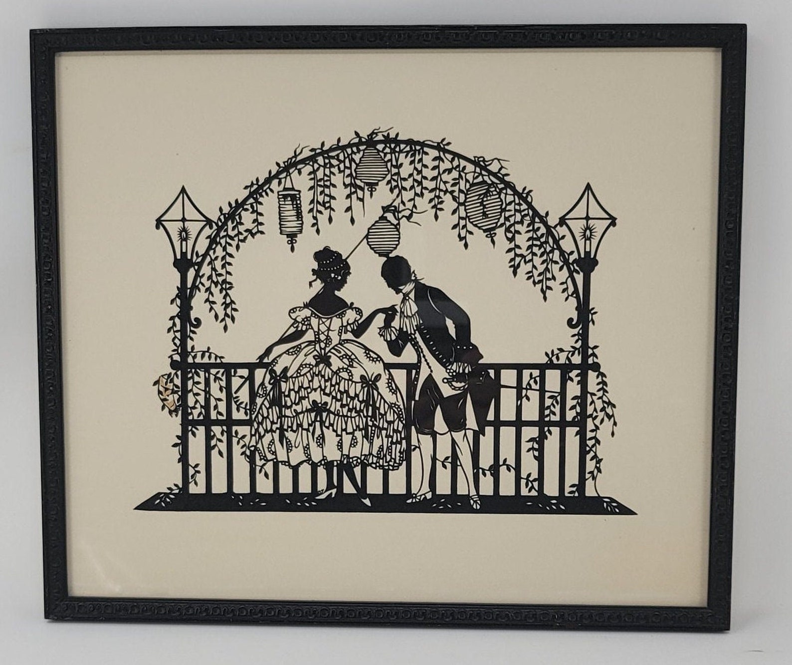 Framed Vintage German Scherenschnitte Paper Cut Out Art Silhouette ...