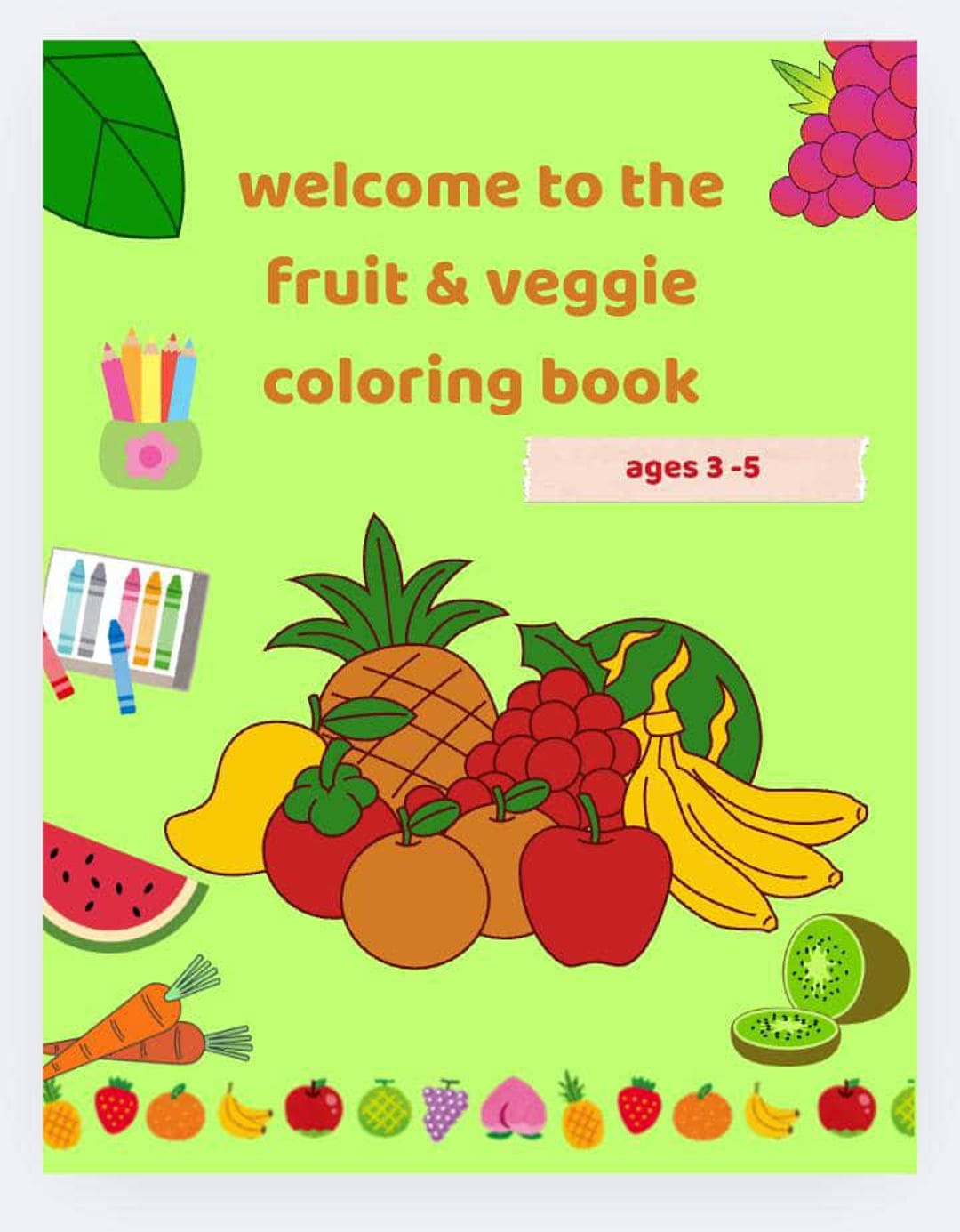 Fruits and vegetables coloring book,preschool coloring book food ...