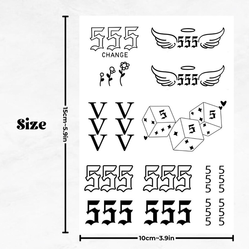 Angel Number 555 Temporary Tattoo Sheet - Etsy