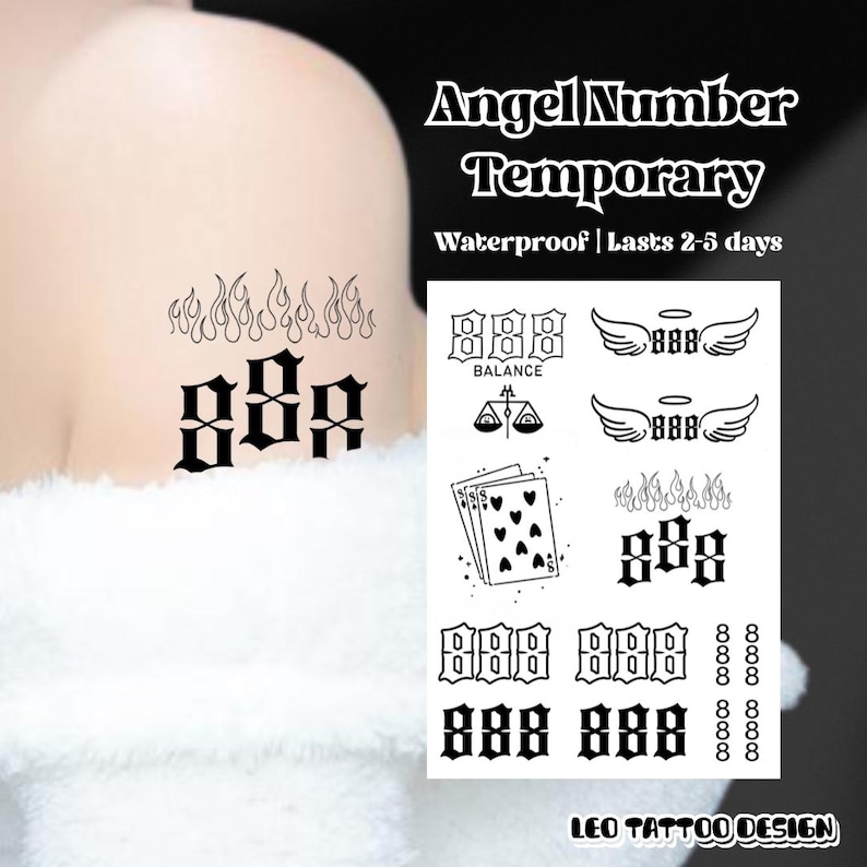 Angel Number 888 Temporary Tattoo Sheet - Etsy