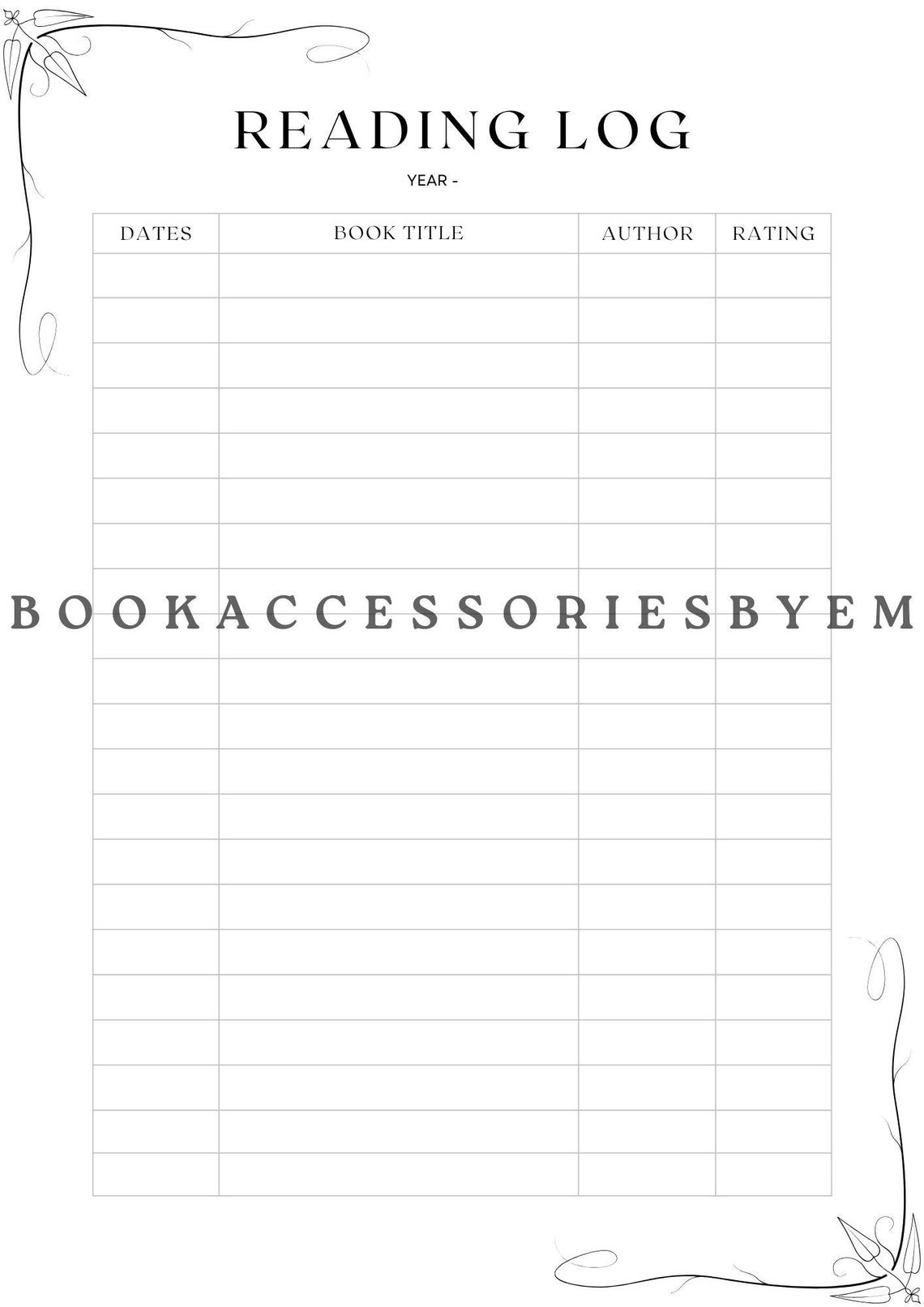 Reading Log Downloadable | Printable | Reading Tracker | Book Log | A4 ...