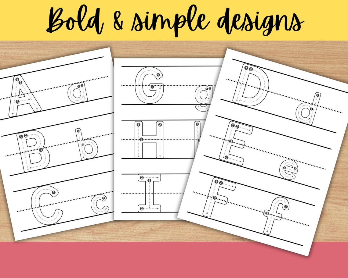 Preschool Alphabet Tracing Worksheets, Big ABC Trace Pages, Toddler ...