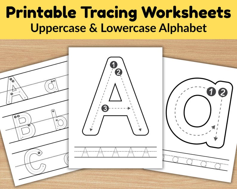 Preschool Alphabet Tracing Worksheets, Big ABC Trace Pages, Toddler ...