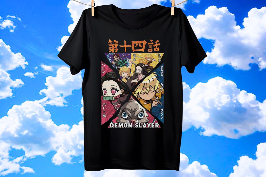 Demon Slayer Shirt, Anime Character Collage Design Japanese Streetwear ...