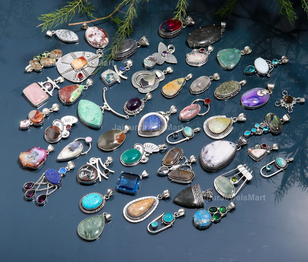 Natural Gemstone Pendants Lot 925 Sterling Silver | Wholesale Silver ...