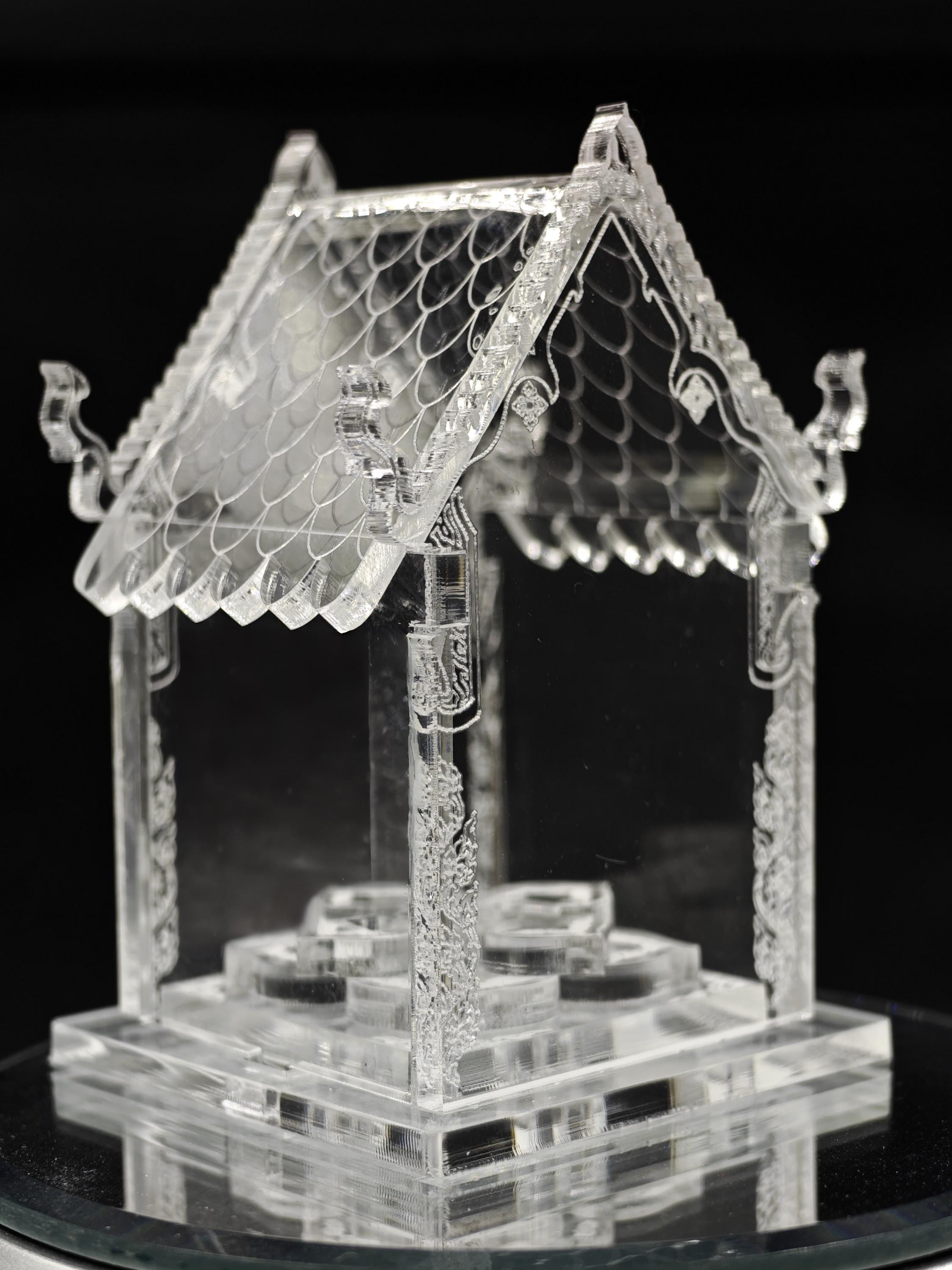 Acrylic Buddha Amulet Display Box , Traditional Thai Pavilion Style ...