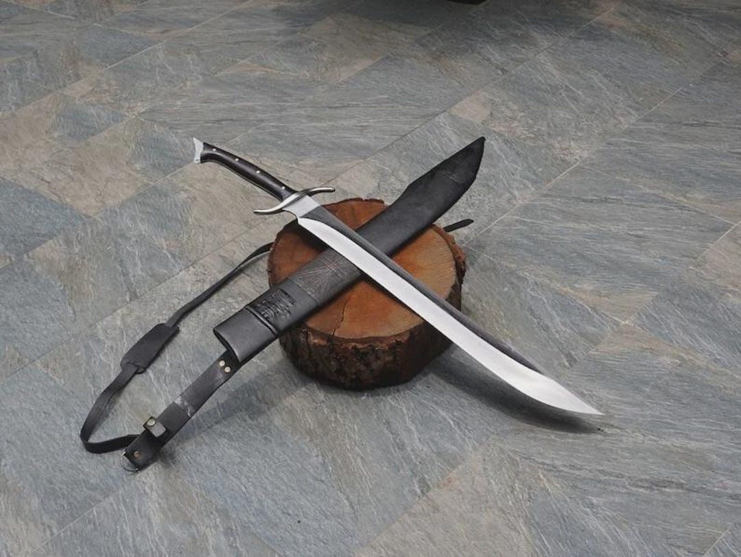 Hand-forged Machete Custom Historical Scimitar Sword With Leather ...
