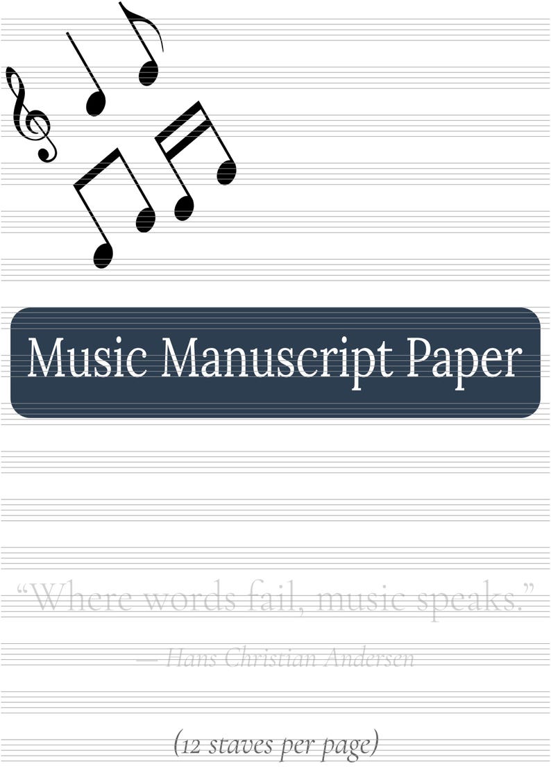 Music Manuscript Paper Printable (A4) – Blank Sheet for Songwriting ...