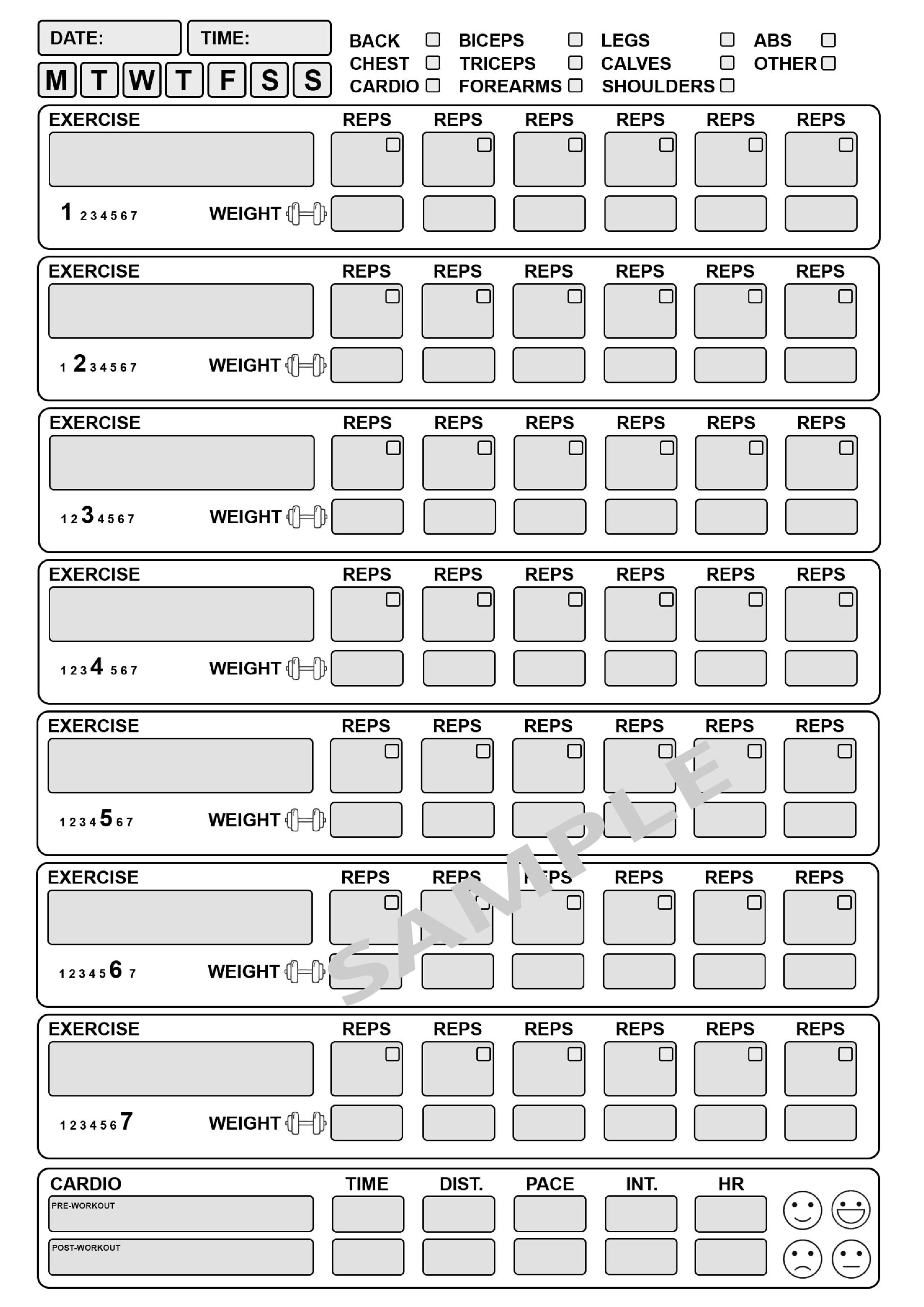 Printable Fitness Log Book | Workout Tracker PDF | 100 Gym Sheets ...