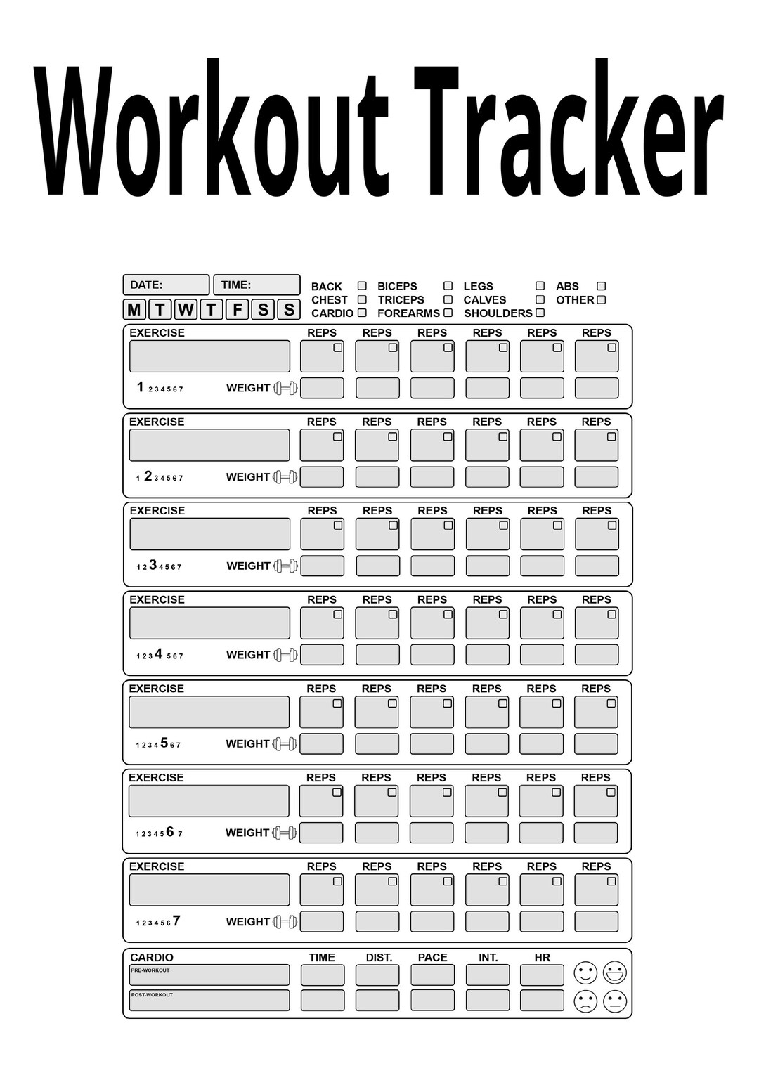 Printable Fitness Log Book | Workout Tracker PDF | 100 Gym Sheets ...
