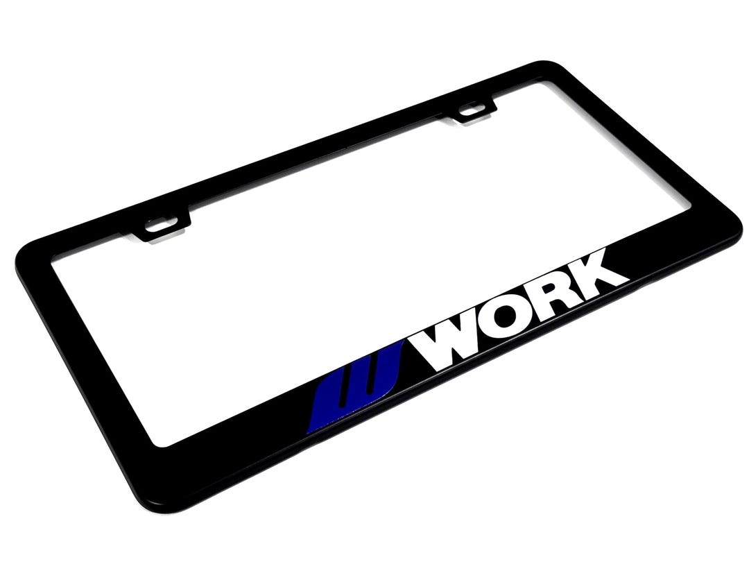 Blue W Work Wheels License Plate Frame: Black Metal, Street Racing - Etsy