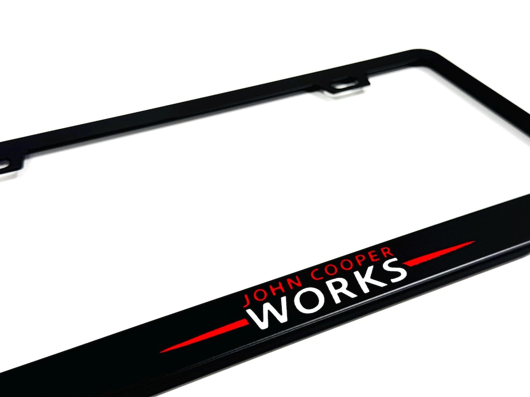 John Cooper Works License Plate Frame: Black Stainless Steel JCW Logo ...
