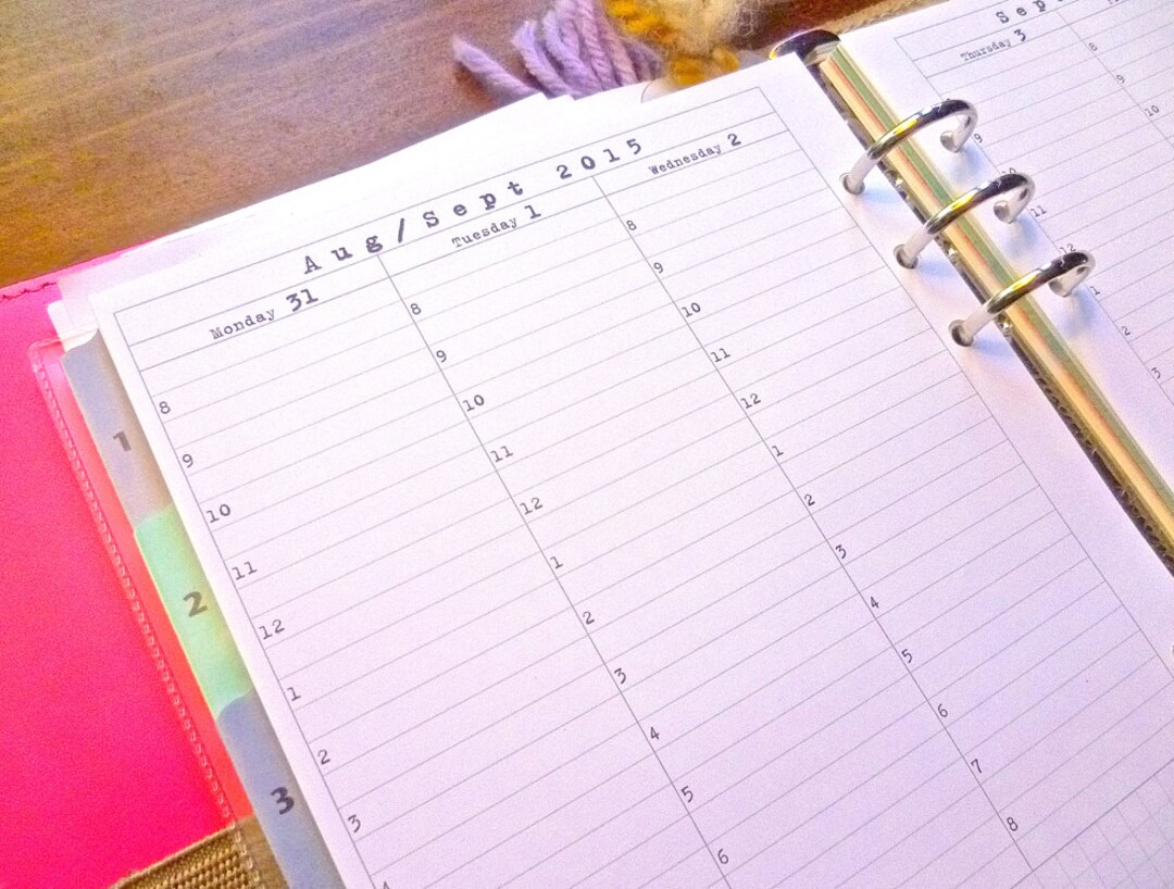 Vertical Week on 2 Pages, A5 Size - Etsy