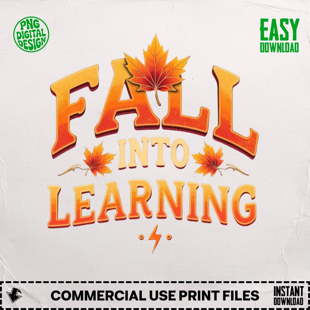 Fall Into Learning PNG: Autumn Leaves, Back to School Graphics (digital ...