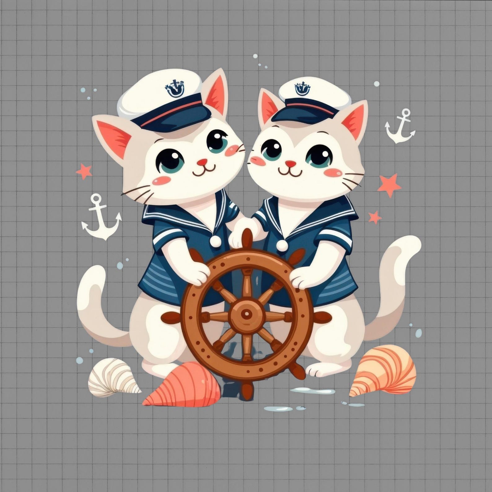 Sailor Cats PNG: Nautical Kitties Digital Art (300 DPI Download - Etsy