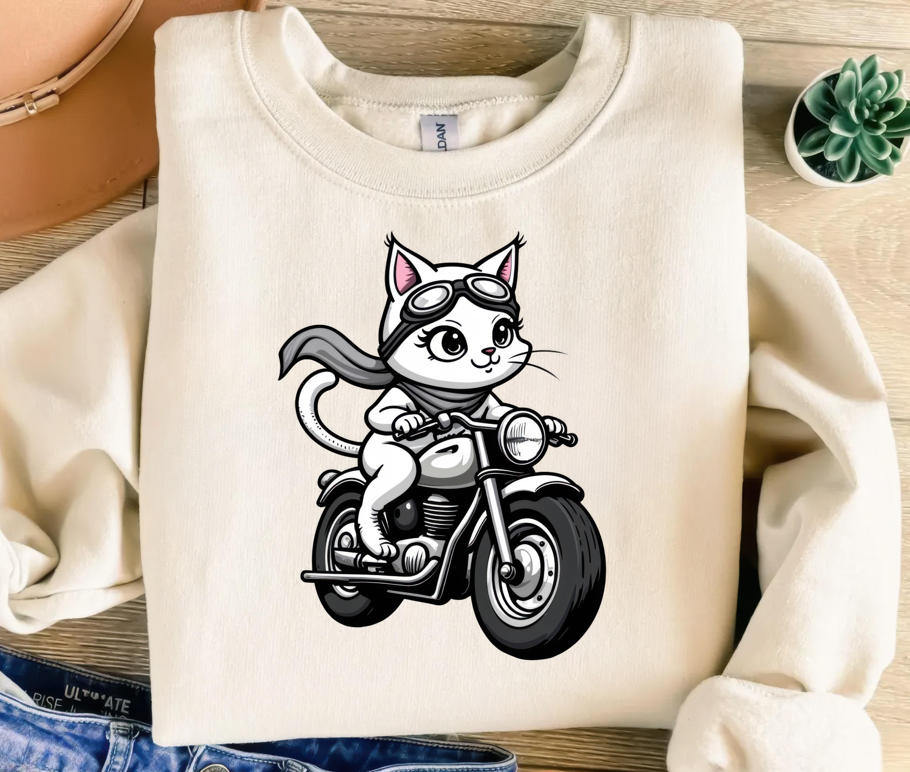 Cat on Motorcycle PNG, Cool Kitten Digital Art, Biker Cat Clipart ...