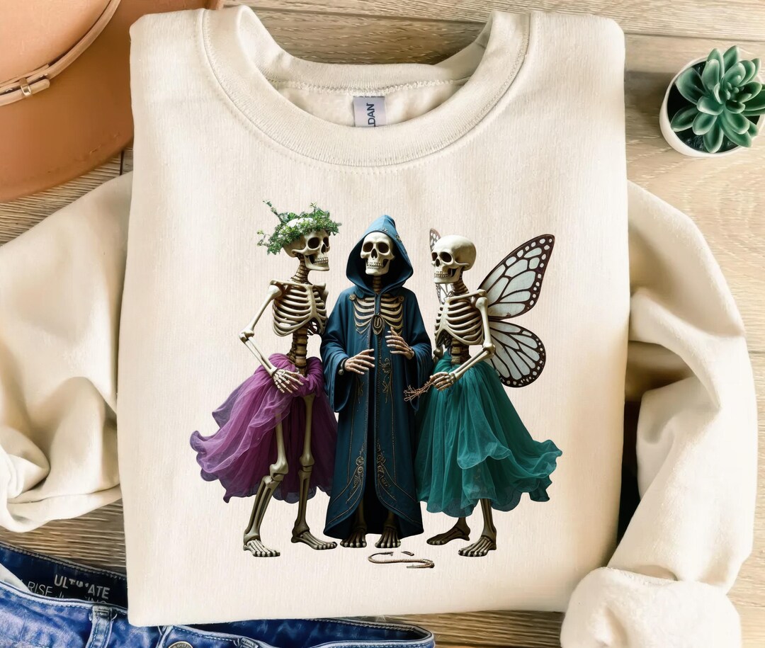 Gothic Halloween Skeleton Art Digital Printable, Fairy Skeletons ...